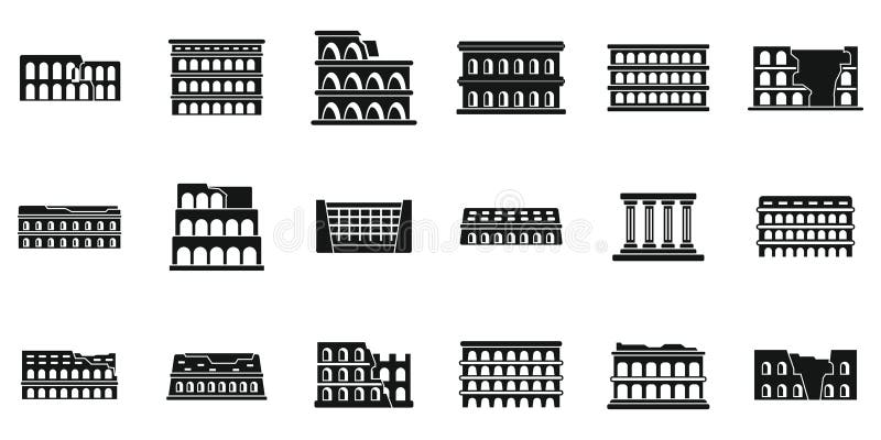 Amphitheater Icons Set Simple Vector. Arena Ancient Stock Illustration ...