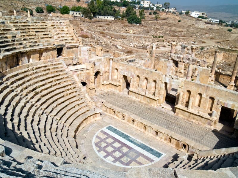 Amphitheater in Jerash, Jordan Stock Photo - Image of religion, high ...