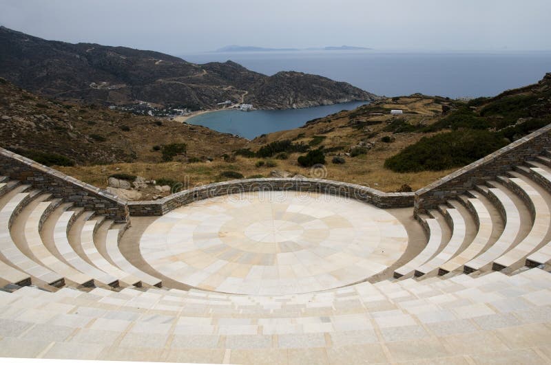 Amphitheater Ios Greek Island Cyclades Stock Photo - Image of tourism ...