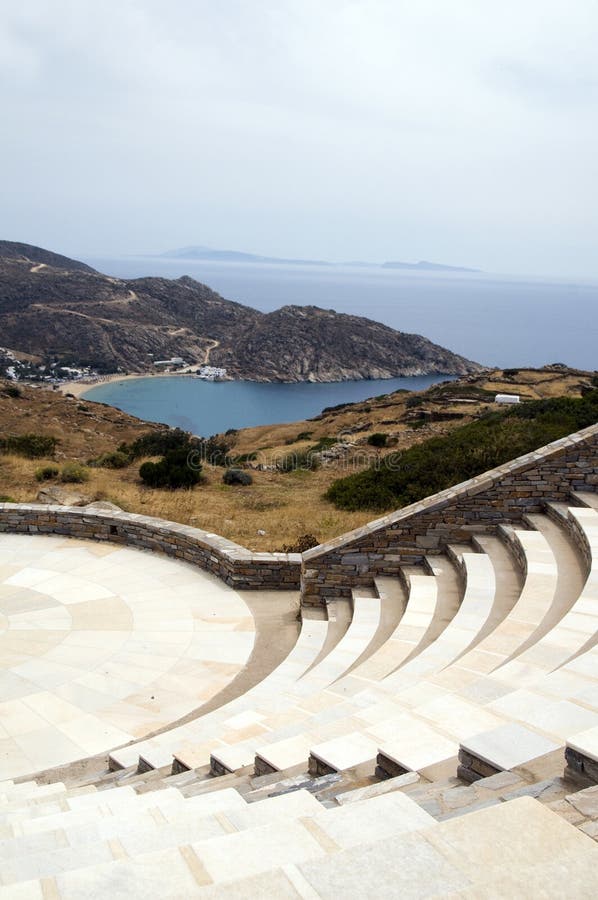 Amphitheater Ios Greek Island Cyclades Stock Photo - Image of tourism ...