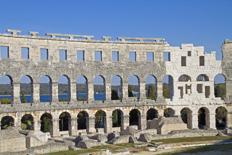 Amphitheater in Pula stock image. Image of city, roman - 24781817
