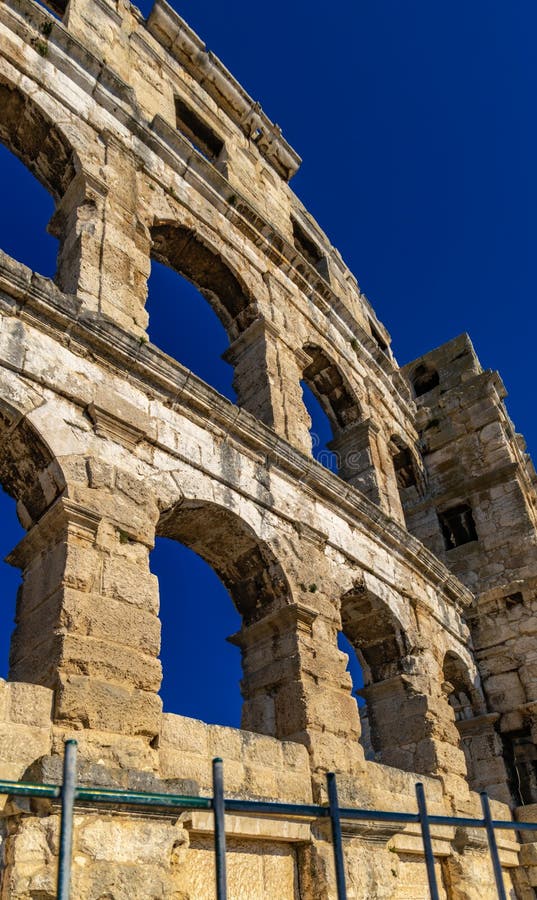 Amphitheater in Pula, Gladiator Fighting Arena, Monuments Stock Photo ...