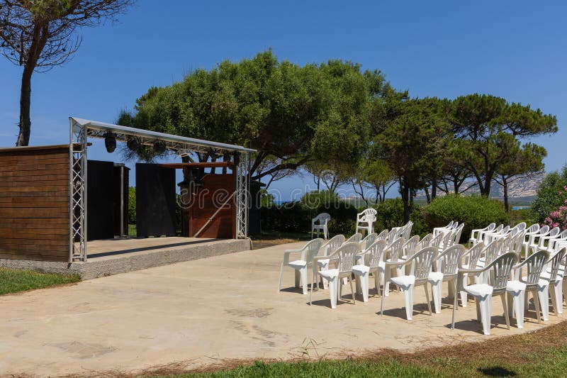 Amphitheater, Stage and Chairs for Entertainment Programs Stock Image ...