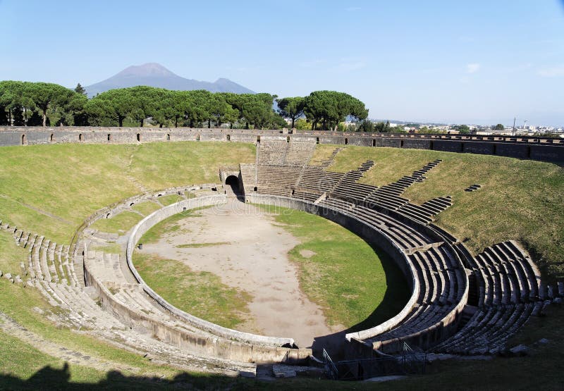 Amphitheatre Arena Pompeii stock image. Image of volcano - 1507359