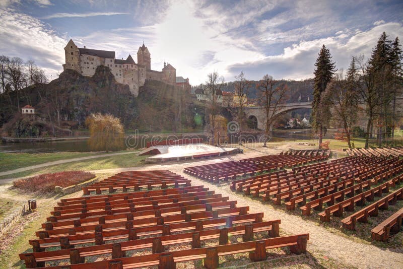 Amphitheatre by the castle stock image. Image of tower - 67040621