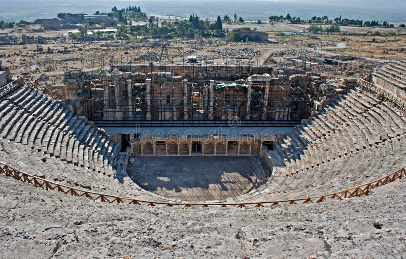 Amphitheatre in Pamukkale, Turkey Stock Image - Image of famous ...