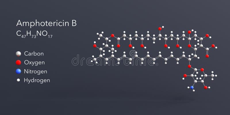Amphotericin B Molecule 3d Rendering, Flat Molecular Structure with ...