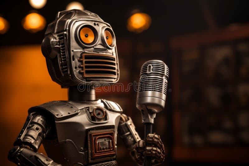 Amplified Robot Singer Microphone. Generate Ai Stock Photo - Image of ...