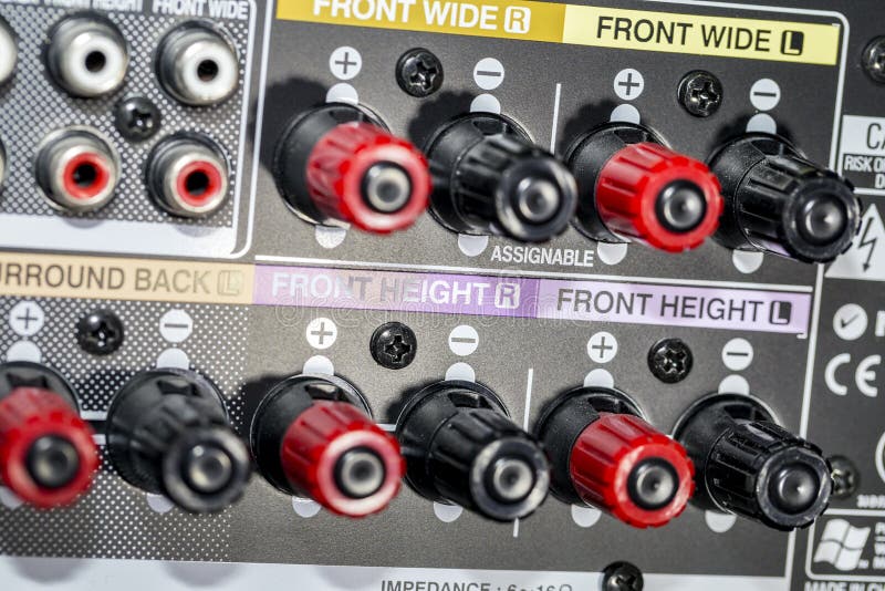 Closeup of the Backside of an AV Receiver Stock Photo - Image of musik ...