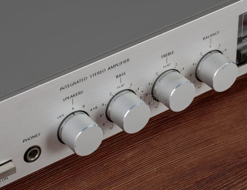Amplifier Control Panel Close-Up Stock Photo - Image of knobs, hifi ...