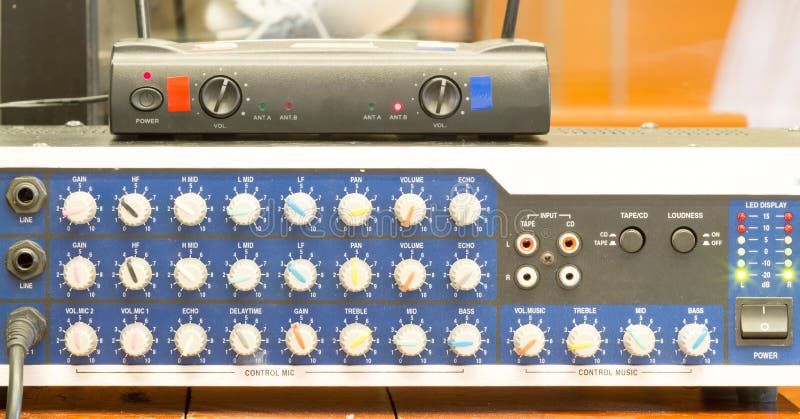 Amplifier and Equalizer Mixer Switch. Stock Image - Image of microphone ...