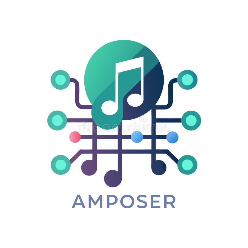 Amposer: Music Tech Logo with Digital Network and Note Icon Design ...