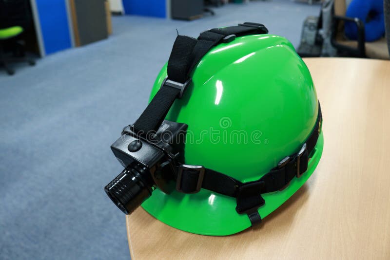 Amps and Helmets for Miners To Protect and Provide Light Stock Image ...