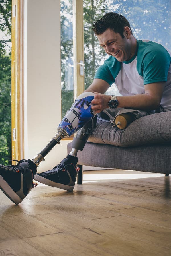 Amputee Wearing Prosthetic Legs Stock Image - Image of overcome, feet ...