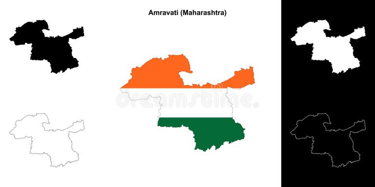 Amravati outline map stock vector. Illustration of boundary - 368831493