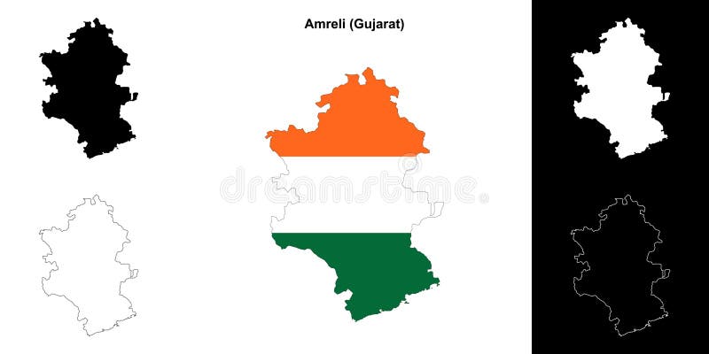 Amreli outline map stock vector. Illustration of amreli - 368826233
