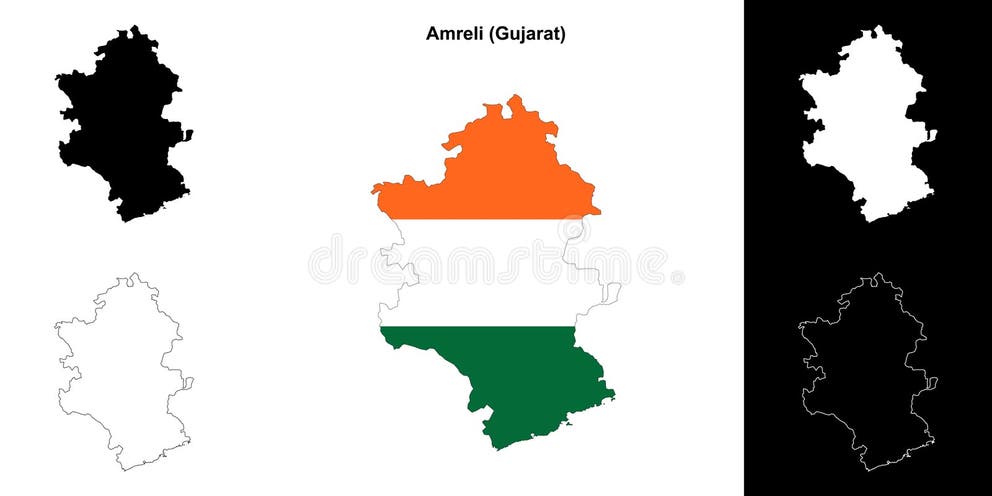 Amreli outline map stock vector. Illustration of amreli - 368826233