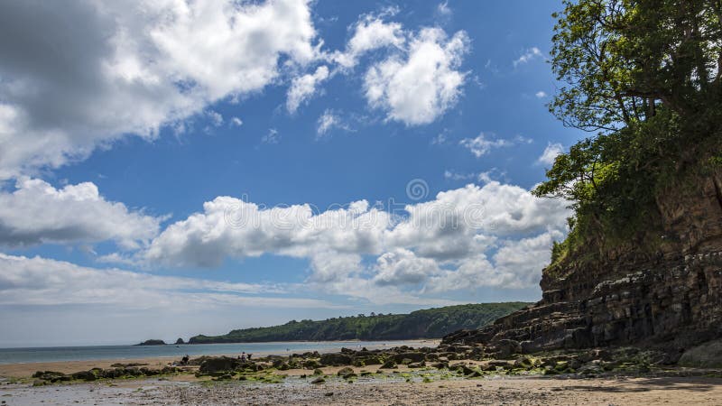 Amroth Beach Pembrokeshire South Wales Stock Image - Image of clouds ...