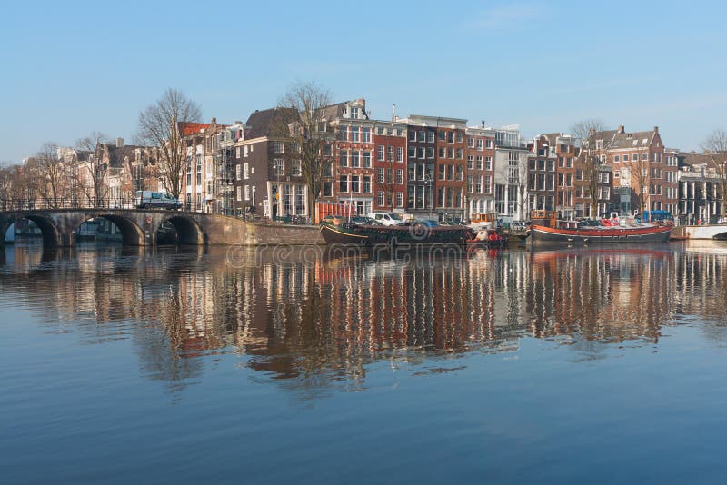 Amstel River, Canals and Night View of Beautiful Amsterdam City ...