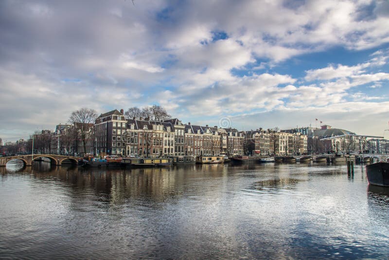 Amstel River in Amsterdam editorial stock image. Image of netherlands ...