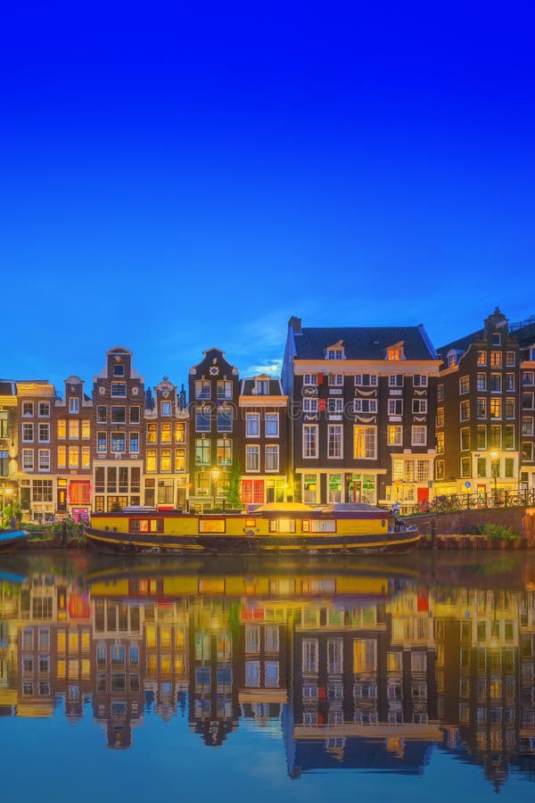 Amstel River, Canals and Night View of Beautiful Amsterdam City ...