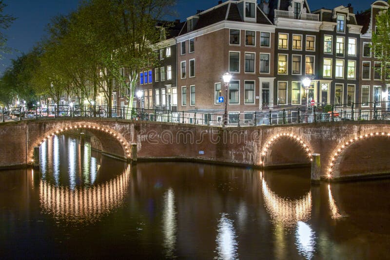 Amsterdam at Night, Netherlands Editorial Image - Image of destination ...