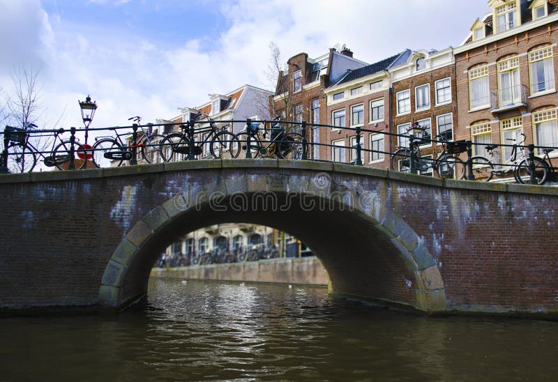 Amsterdam bridge Holland stock image. Image of landscape - 57136241