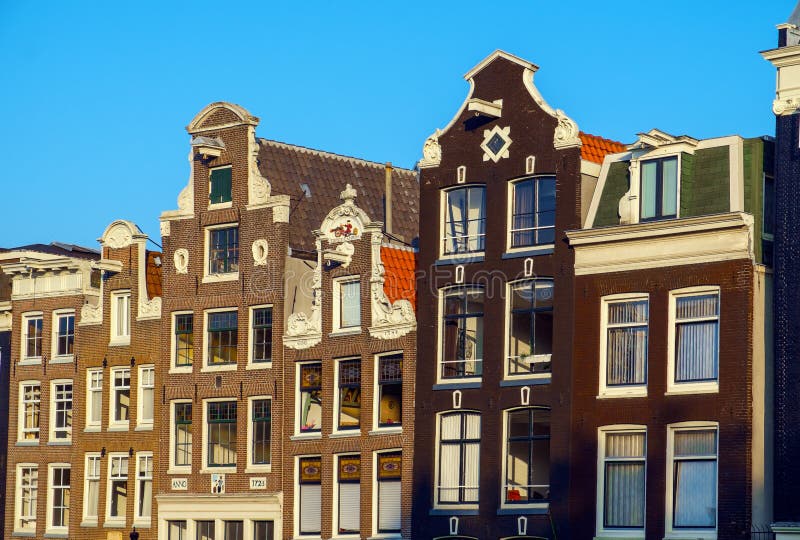 Amsterdam buildings stock image. Image of scene, traditional - 52388355