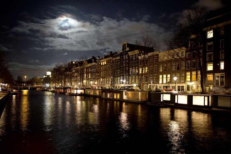 Amsterdam Channel Full Moon Stock Photos - Free & Royalty-Free Stock ...