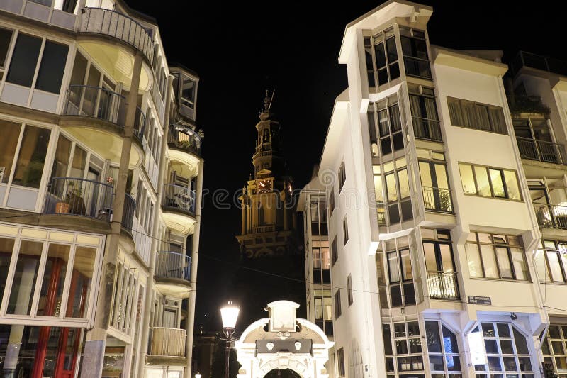 Amsterdam Channel View at Night Stock Image - Image of illuminated ...