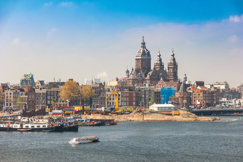 Amsterdam stock image. Image of amsterdam, harbor, church - 94209953