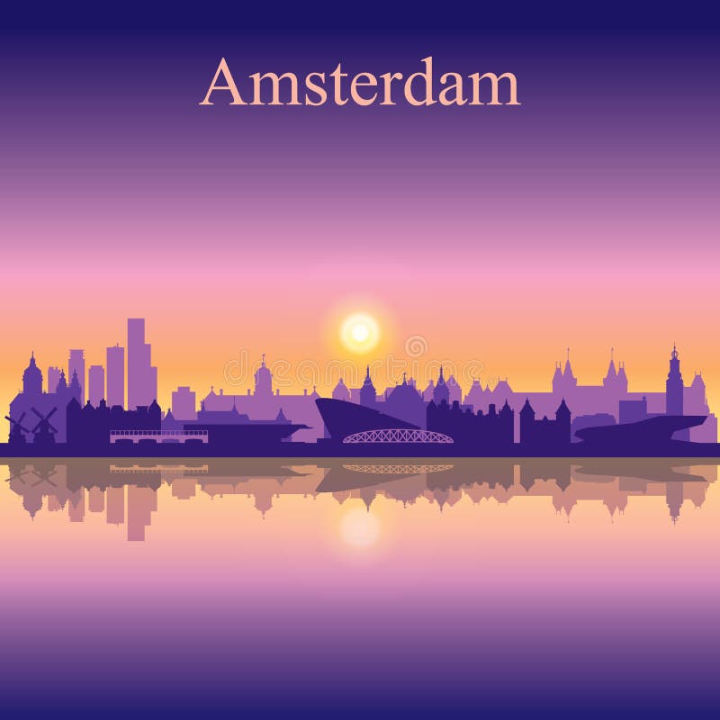 Amsterdam City Skyline Silhouette Background Stock Vector ...