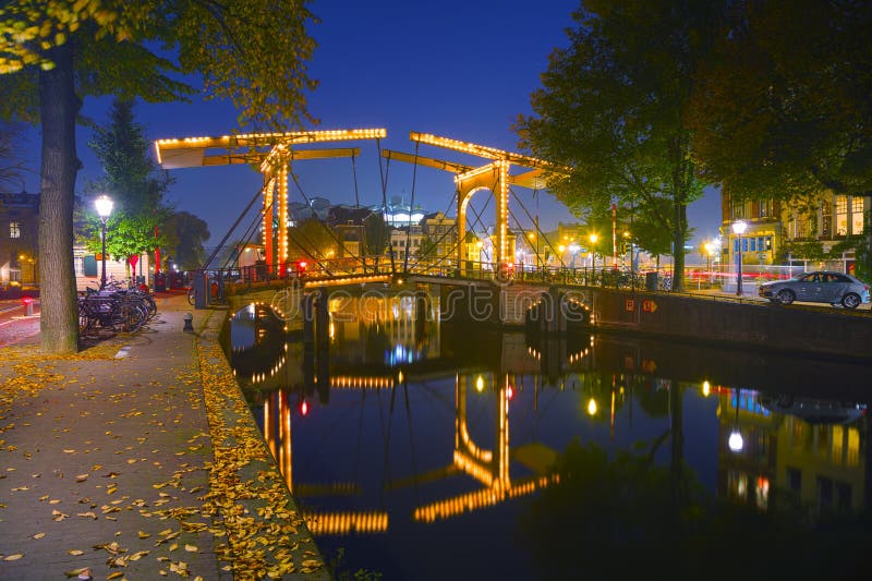 Amsterdam City View with Canals and Bridges Stock Image - Image of ...