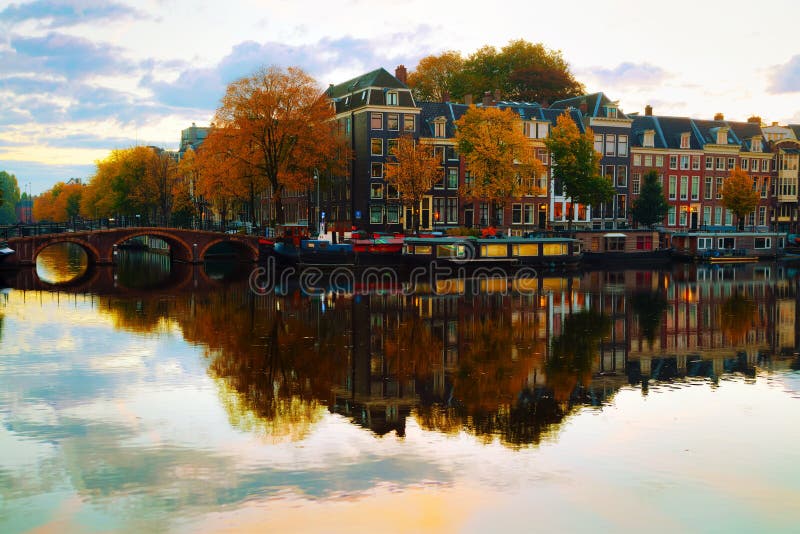 Amsterdam City View with Canals Stock Image - Image of house, famous ...