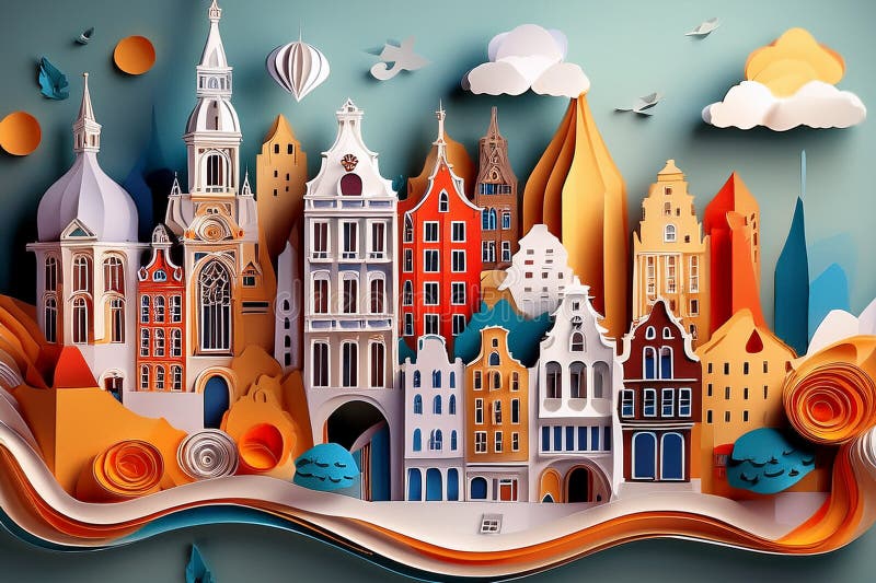 Amsterdam Depicted in Three-dimensional Illustration with Paper Stock ...