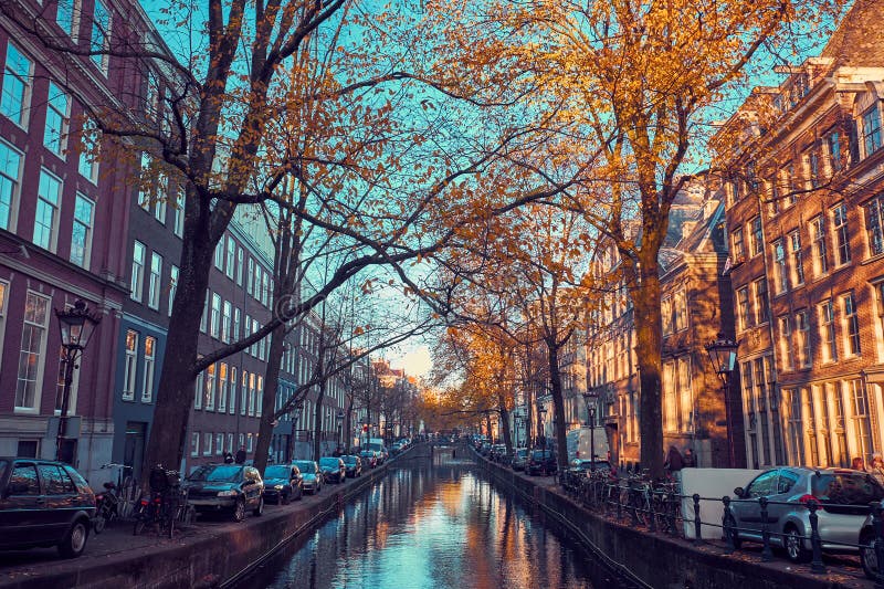 Amsterdam in the fall editorial photography. Image of facade - 207919842