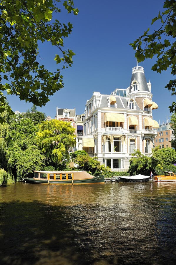 Amsterdam House Architecture with River View Stock Image - Image of ...