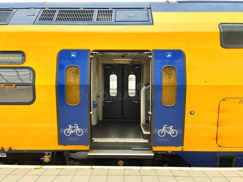 Amsterdam, Netherlands. August 6, 2023. a Dutch Train with Opened Doors ...