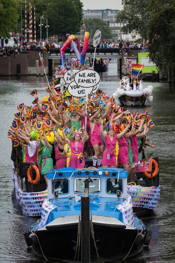 Pride parade Amsterdam editorial stock photo. Image of arms - 288922858