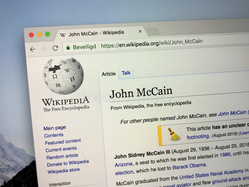 Wikipedia Page about John McCain Editorial Photography - Image of ...
