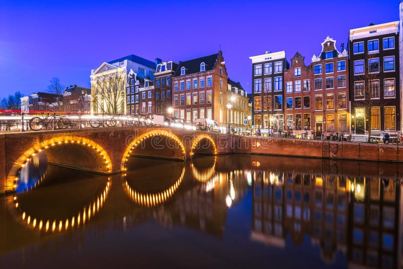 Amsterdam Netherlands Bridges and Canals Stock Image - Image of town ...