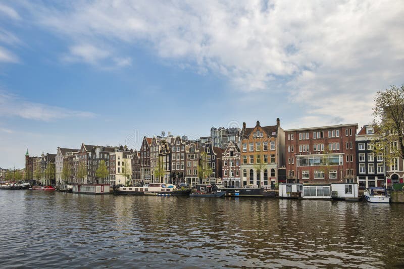Amsterdam Netherlands at Canal Waterfront Editorial Image - Image of ...