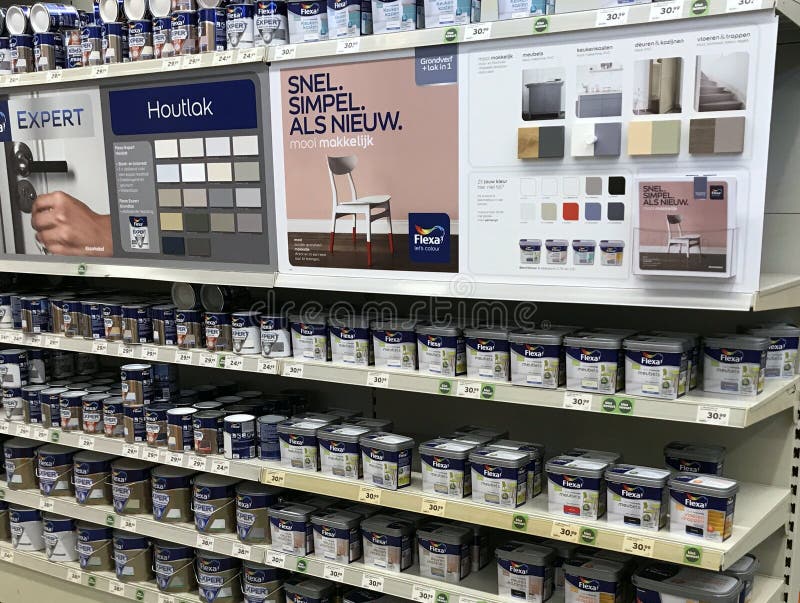 Assortment of Various Flexa Paint Containers. Editorial Photography ...