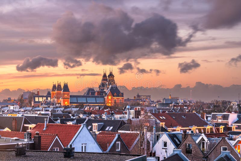 Amsterdam, Netherlands Rooftop View Stock Photo - Image of holland ...