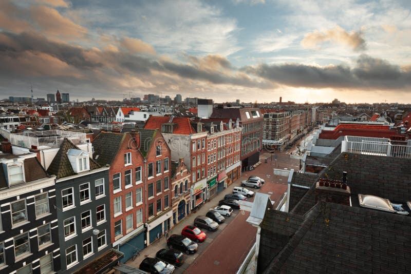 Amsterdam, Netherlands Rooftop View at Dusk Stock Photo - Image of ...