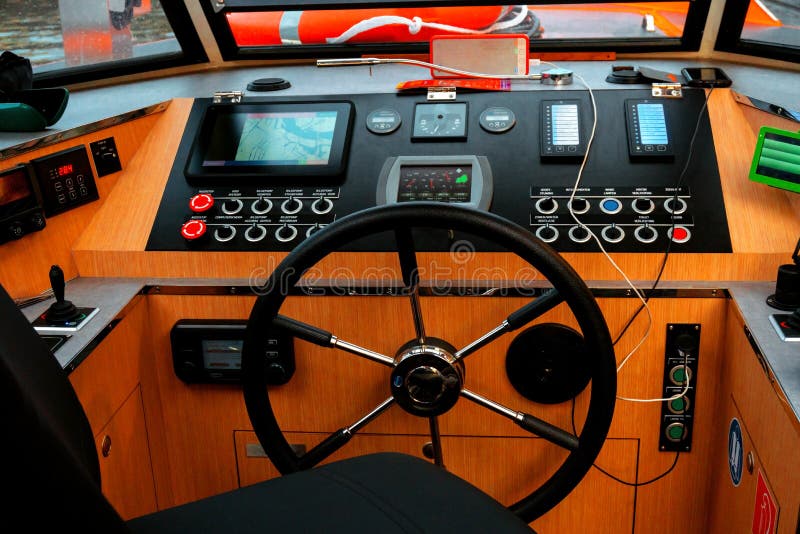 Amsterdam, Netherlands. Steering Wheel and Control Panel for a Pleasure ...