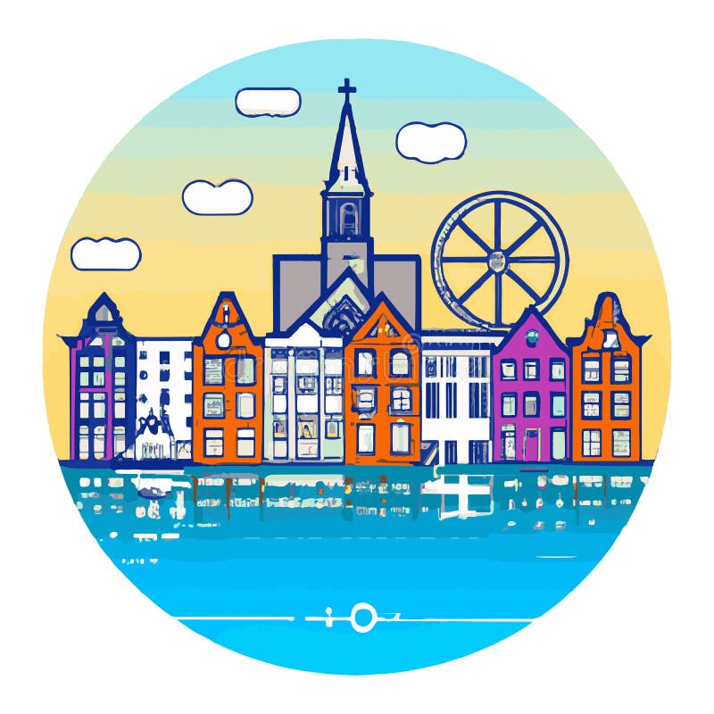 Amsterdam, Netherlands, Vector Skyline Illustration Stock Vector ...