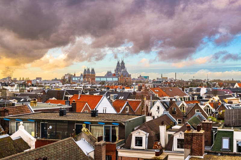 Amsterdam, Netherlands View of the Cityscape from De Pijp Editorial ...