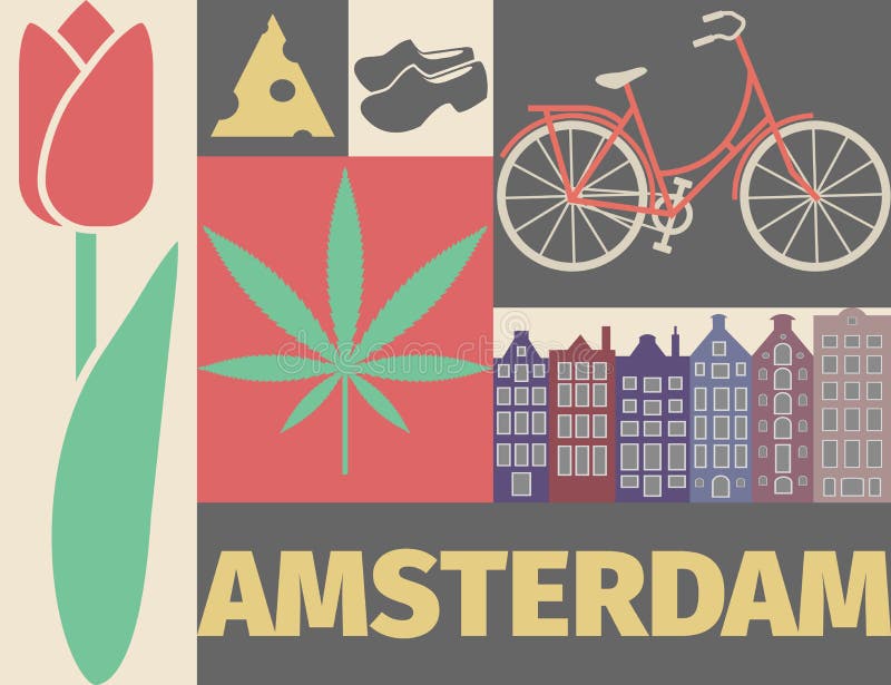 Amsterdam Poster. Flat Icon. Vector Template Stock Vector ...