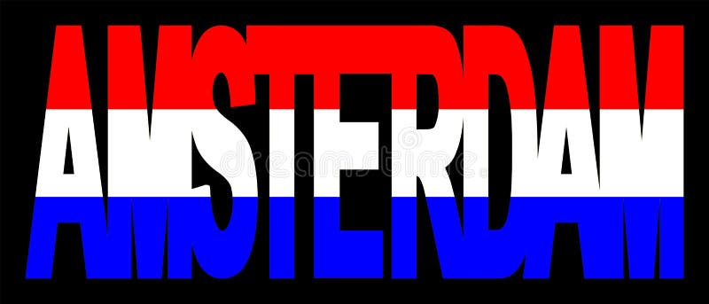 Amsterdam Text with Dutch Flag Stock Illustration - Illustration of ...